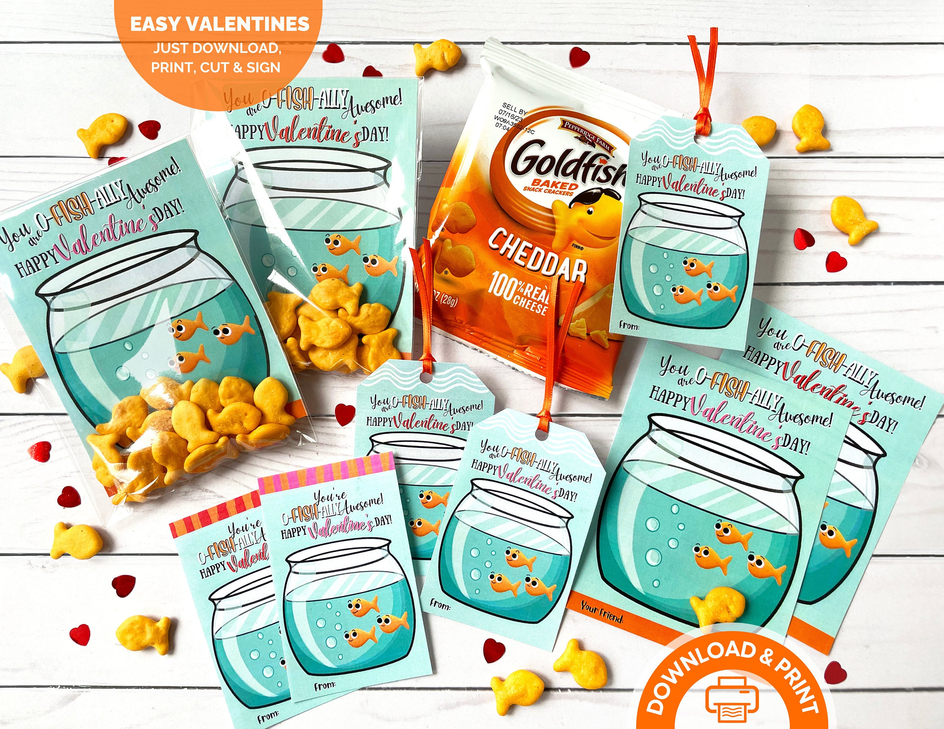 PRINTABLE Valentine Card, Goldfish Valentine Card, Printable Classroom ...