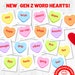 PRINTABLE Valentine Card, Gen Z Conversation Heart Valentine Card ...