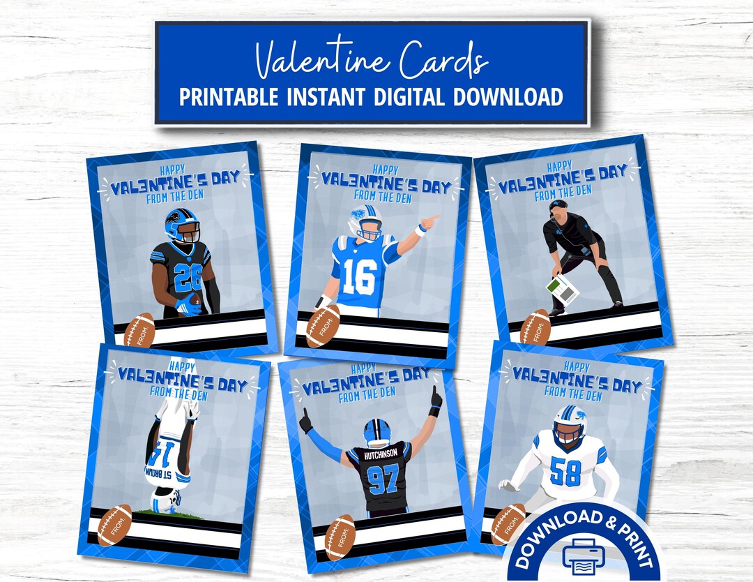 Lions Valentines, PRINTABLE Instant Download Football Valentine, Easy ...