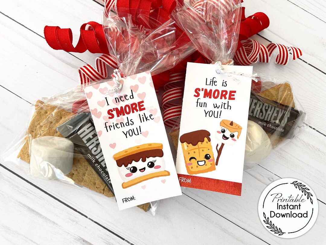PRINTABLE Valentine Treat Bag Toppers, Smores Valentine Cards for Kids ...