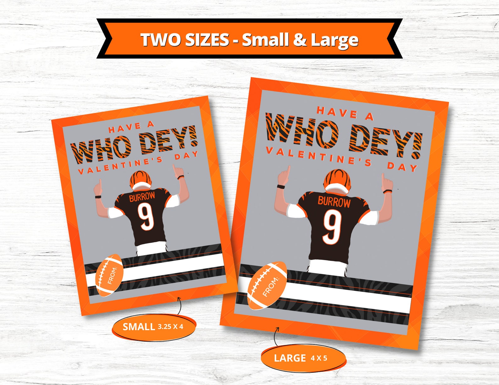 PRINTABLE Bengals Valentine Instant Download, Who Dey Valentine's, Easy ...
