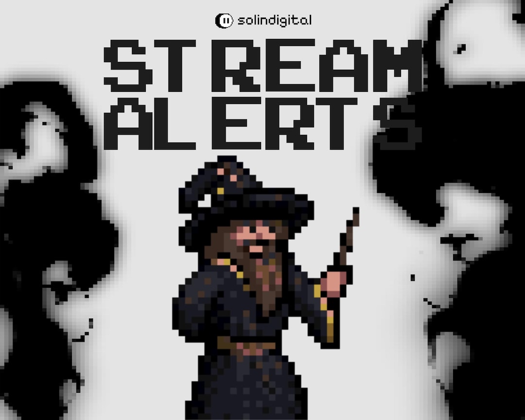Dark Fire Pixel Wizard Stream Alerts | Elemental Magician Spell Text ...