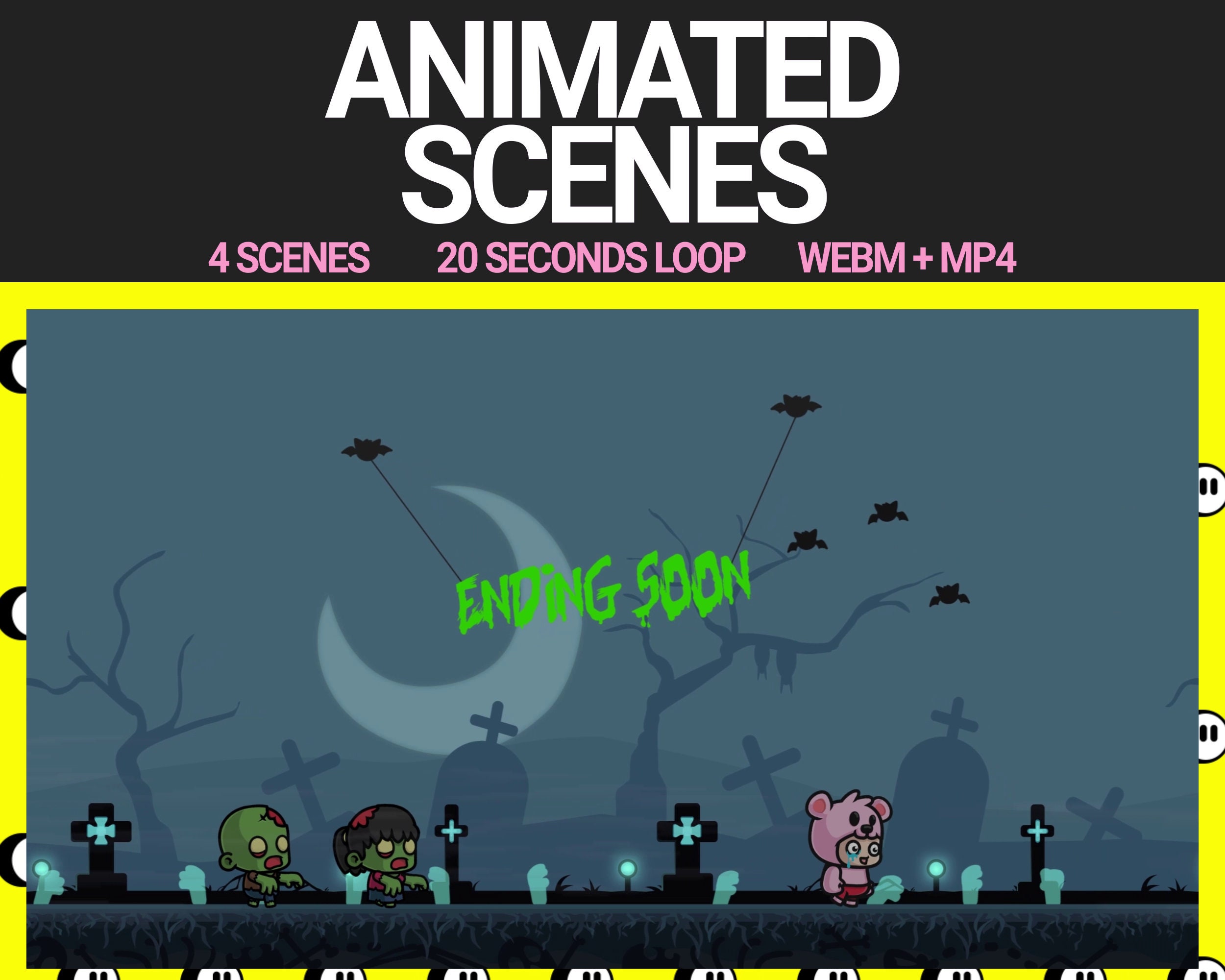 Graveyard Zombies Animated Scenes, BRB, Be Right Back, Starting Soon ...