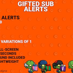Chibi Zombies Gifted Subscriber Alerts for Twitch Streams, Cute Spooky ...