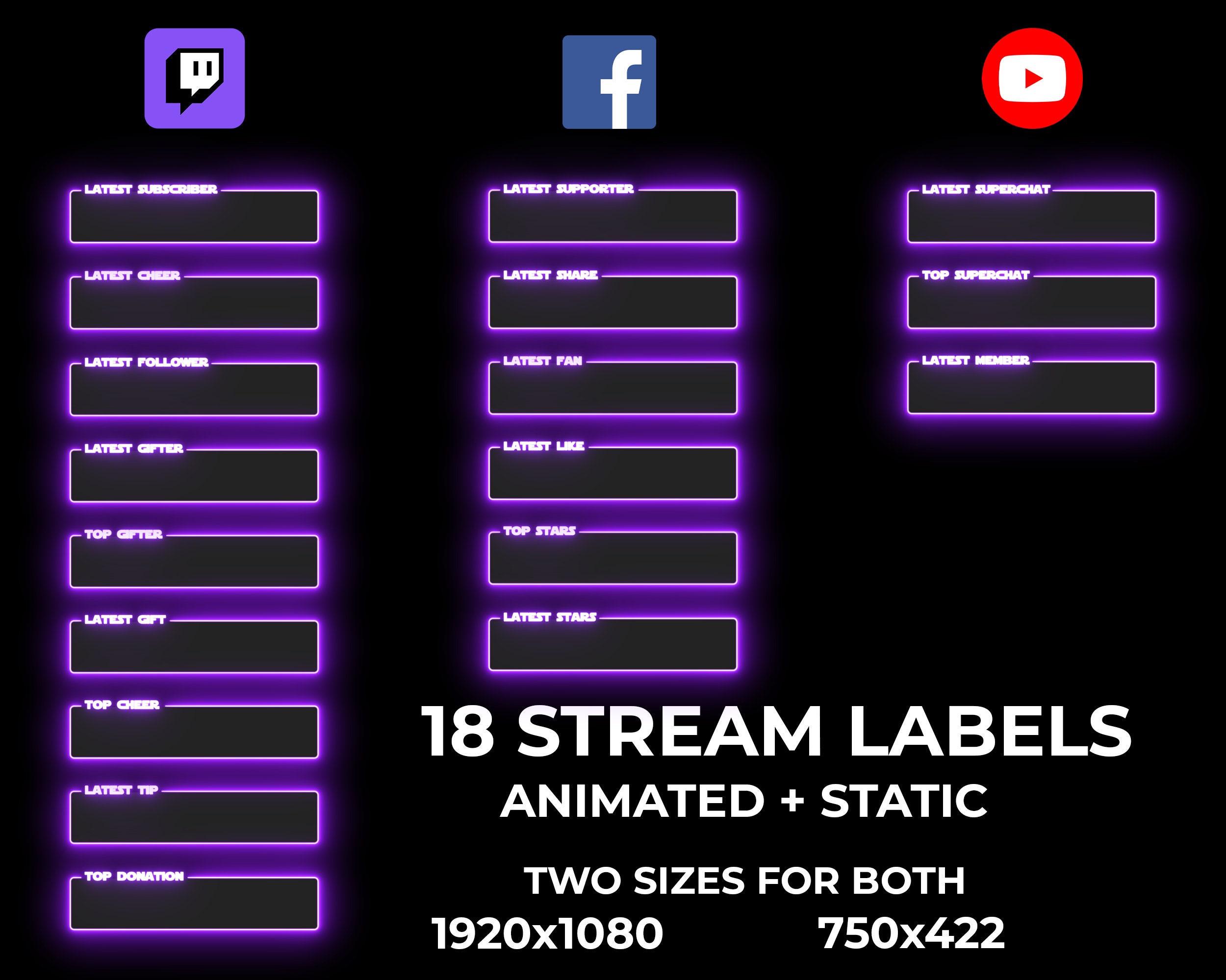 Animated Purple Saber Stream Labels, Twitch Labels, Latest Follower ...