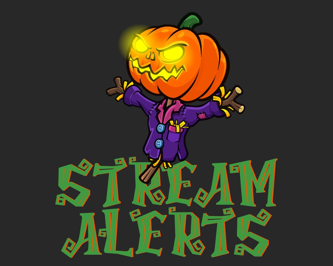 Animated Alerts for Twitch Streams, Pumpkin Scarecrow Cute Spooky Scary ...