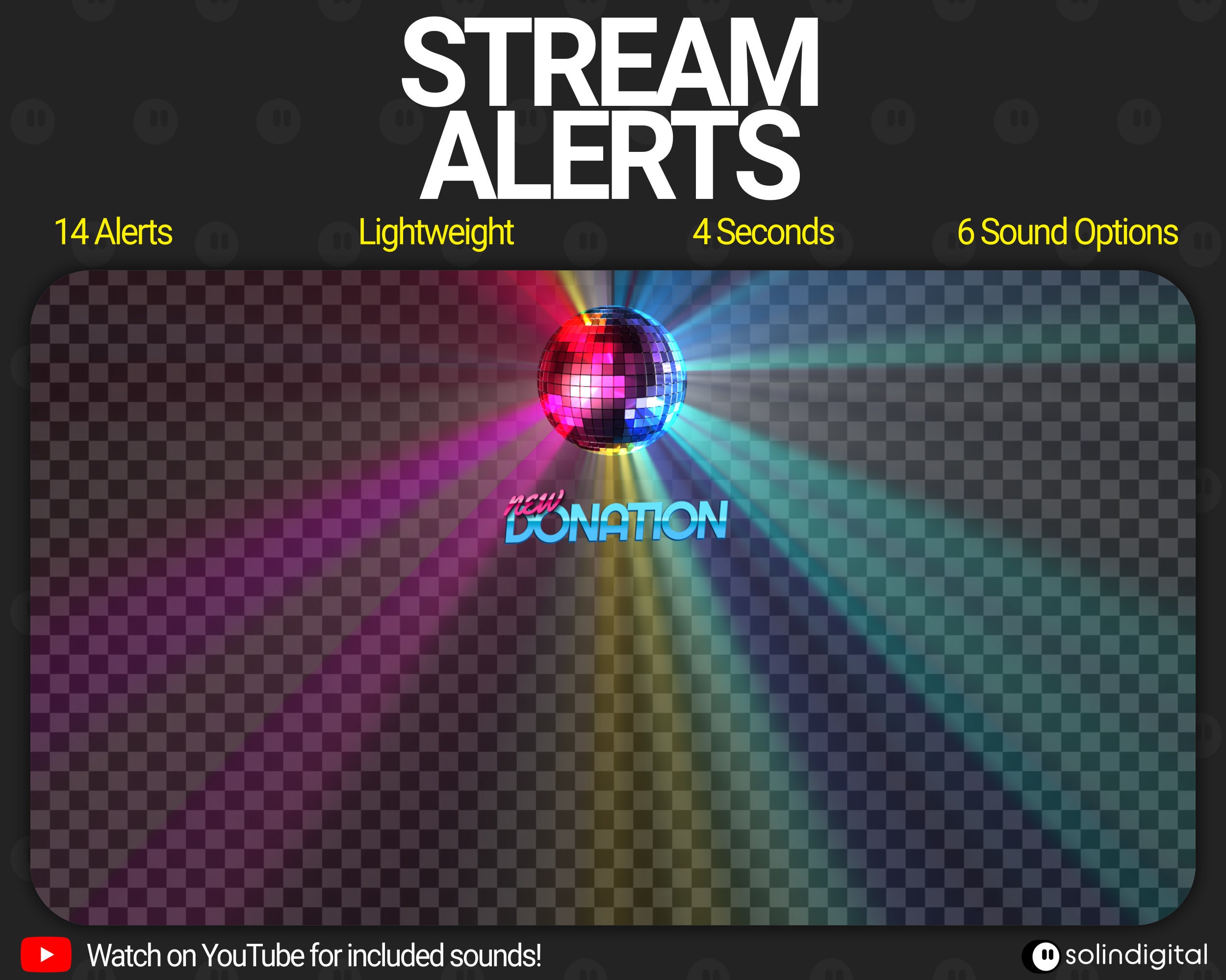 Disco Ball Stream Alerts for Twitch, Retro Lightweight Animated ...