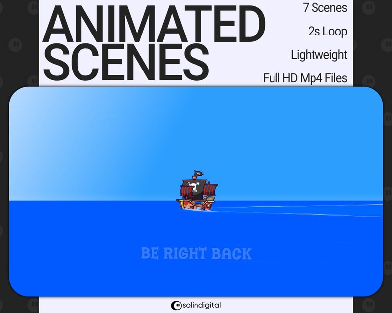 Pirate Ship Animated Scenes, BRB, Be Right Back Screen, Twitch Overlay ...