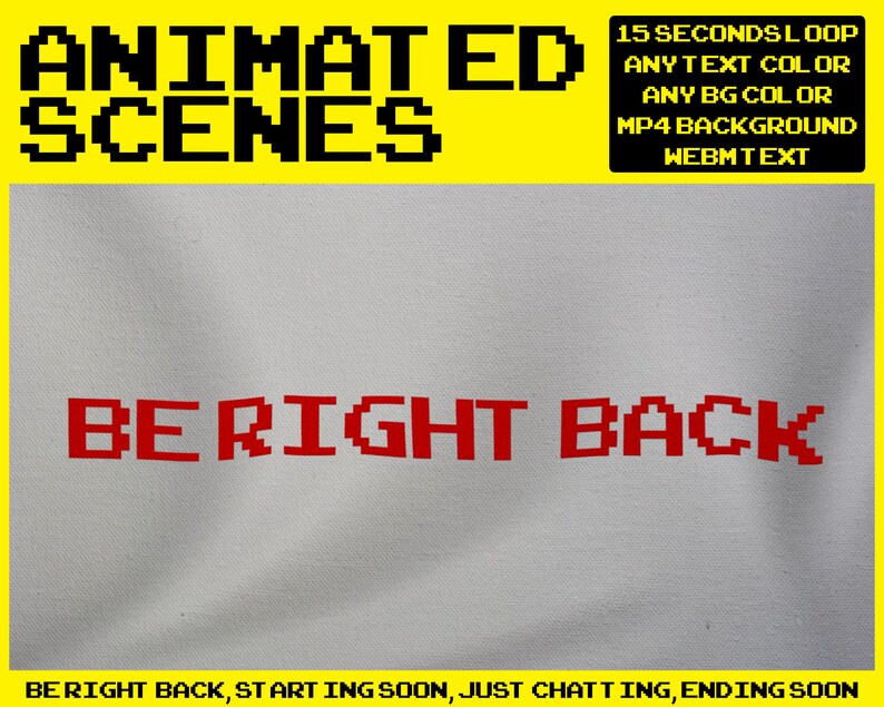 Fabric Animated Scenes, BRB, Be Right Back, Starting Soon Twitch ...