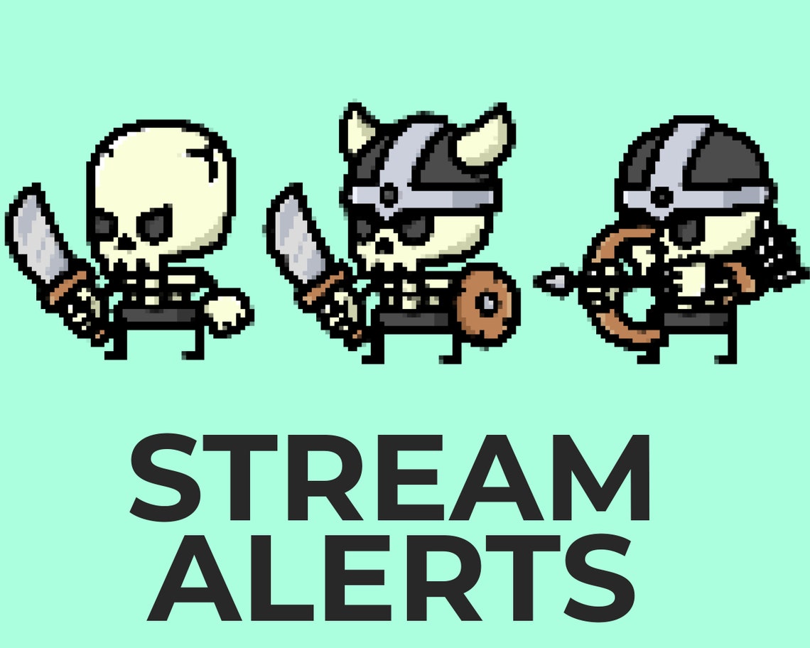 Tiny Pixel Skeleton Animated Alerts for Twitch Streams Cute - Etsy