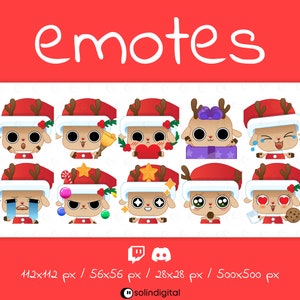 Cute Reindeer Emotes, 10x Kawaii Cute Christmas Holiday Rudolf Tanuki ...