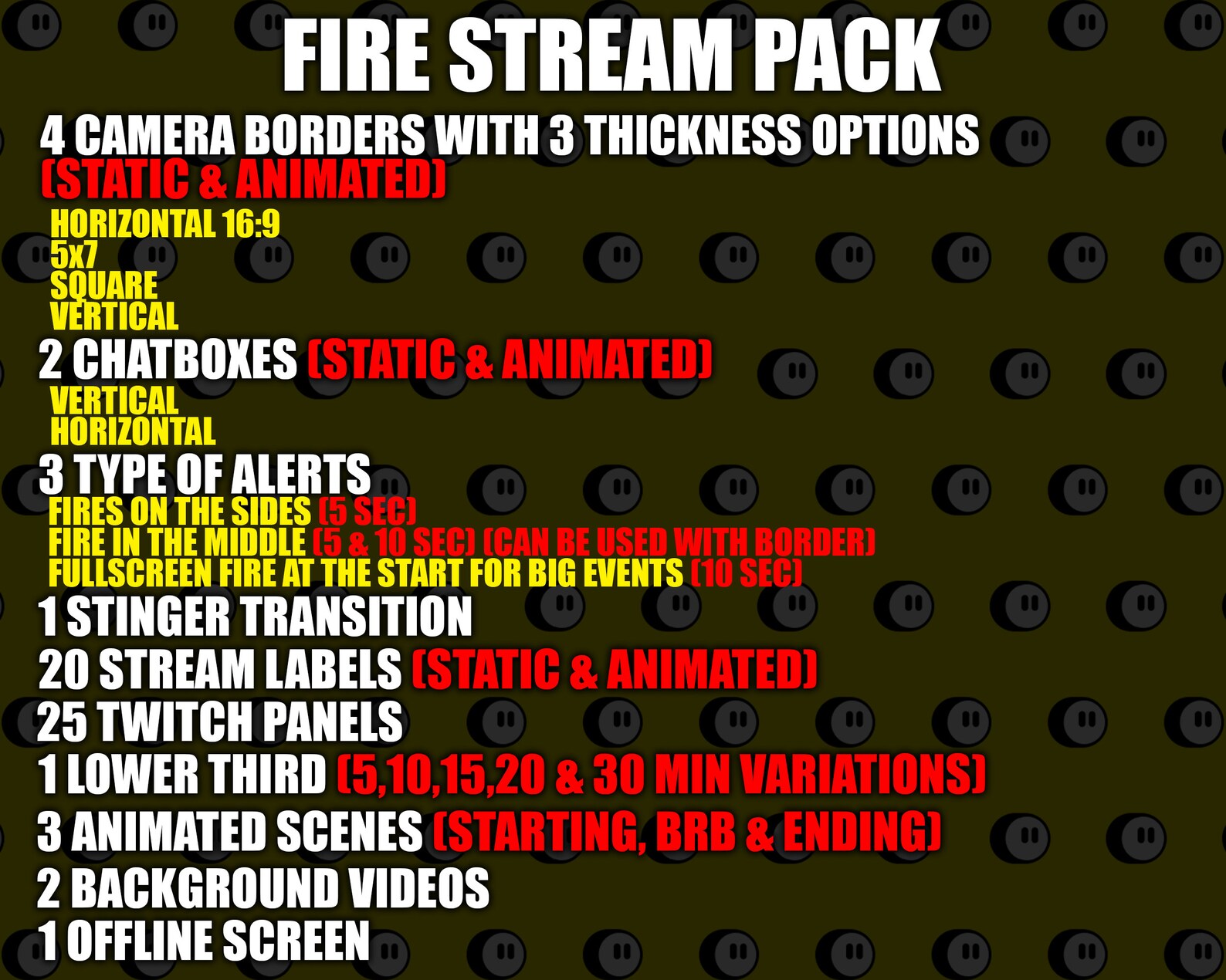 Fire Stream Pack | Fiery Streaming Bundle for Twitch | Flame Overlay ...