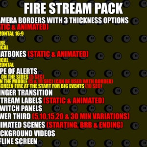 Fire Stream Pack | Fiery Streaming Bundle for Twitch | Flame Overlay ...