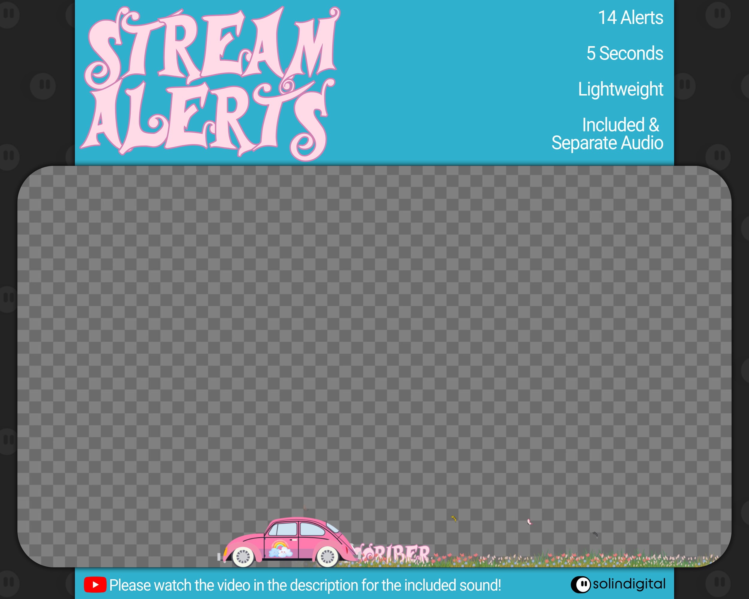 Cute Car Stream Alerts for Twitch, Animated Beetle Retro Hippie Spring ...