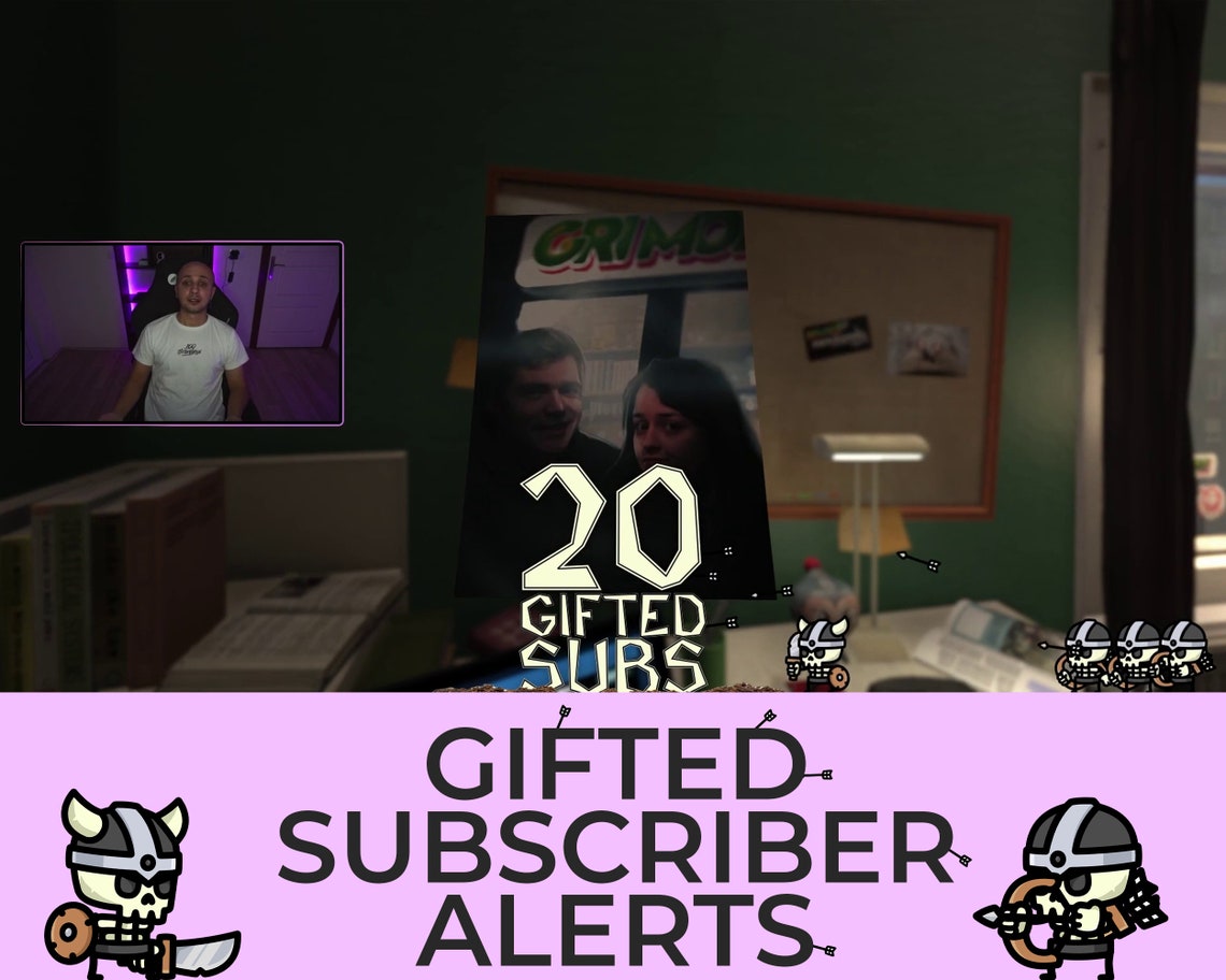 Tiny Skeleton Gifted Sub Alerts for Twitch Streams, Cute Kawaii Chibi ...
