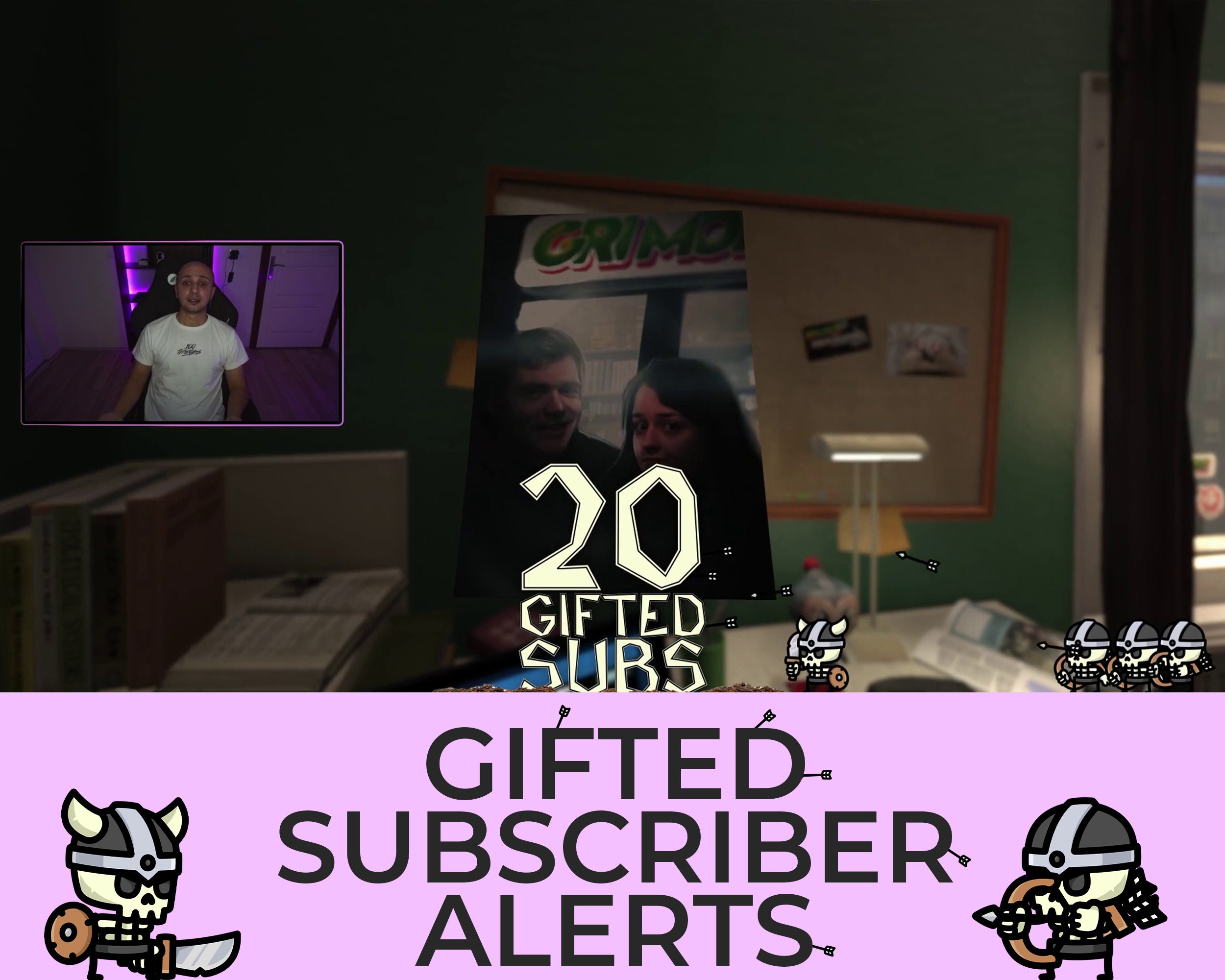 Tiny Skeleton Gifted Sub Alerts for Twitch Streams, Cute Kawaii Chibi ...