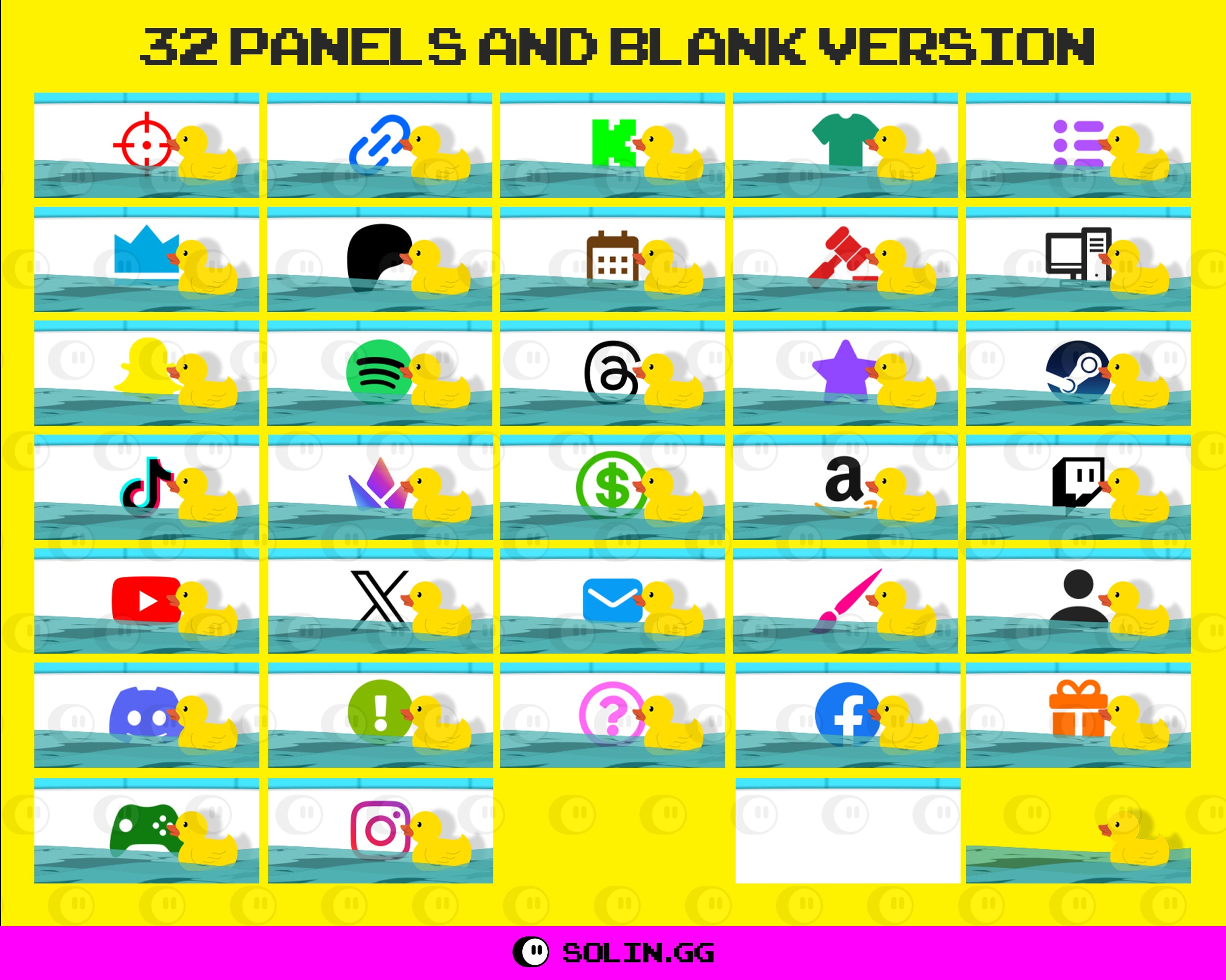 Rubber Duck Twitch Panels, Minimalist Cute Overlay Designs for ...