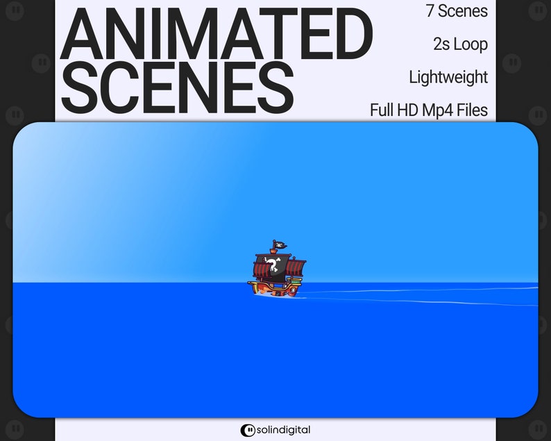 Pirate Ship Animated Scenes, BRB, Be Right Back Screen, Twitch Overlay ...