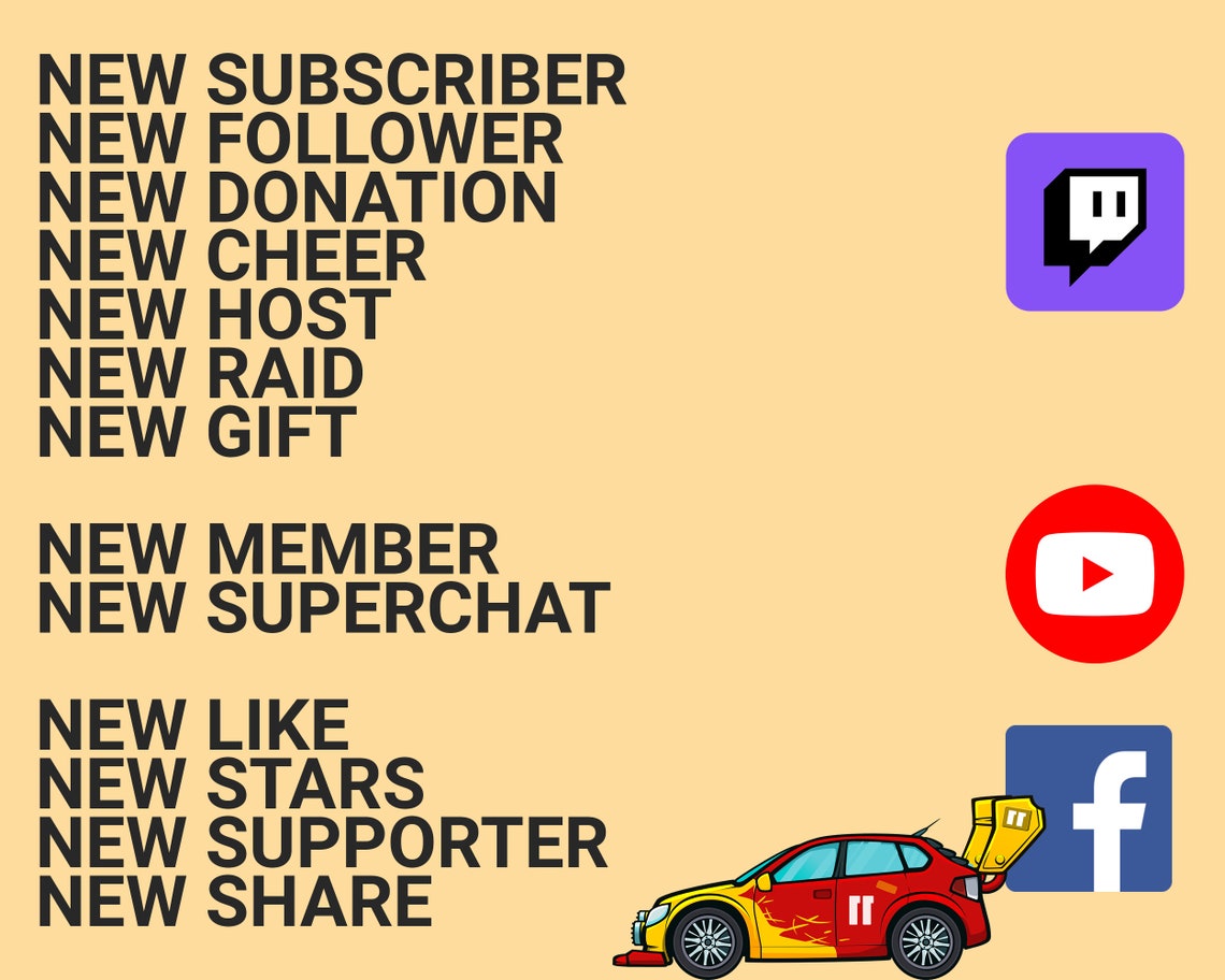 Rally Car Animated Alerts for Twitch Streams Racing Vehicle - Etsy