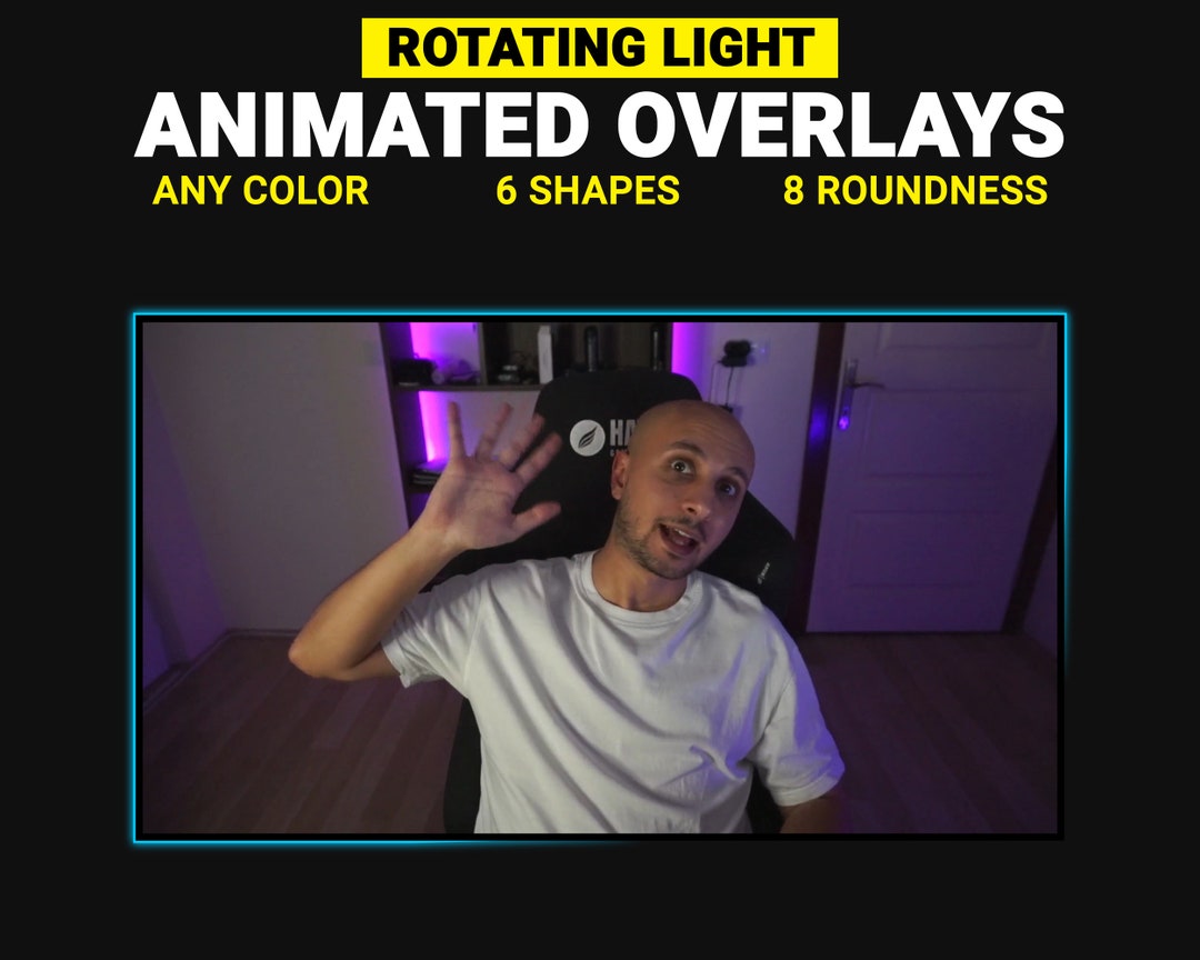 Rotating Light Animated Overlays, Camera Layout for Streaming, Easy to ...