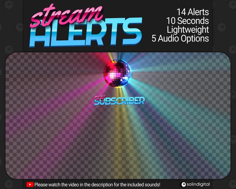 Disco Ball Stream Alerts for Twitch, Retro Groovy Lightweight Animated ...