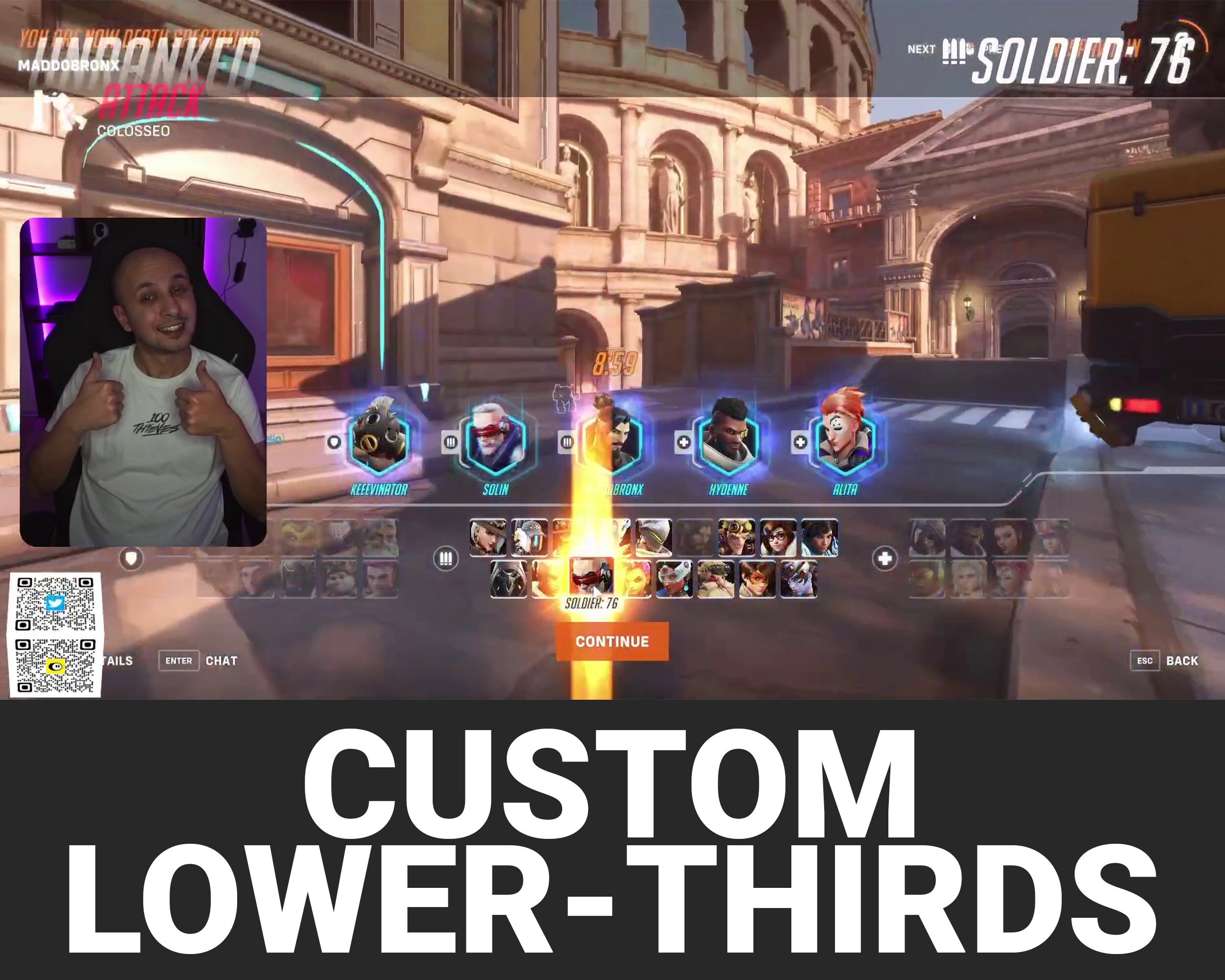 Custom QR Code Social Media Lower Thirds for Twitch Overlays, Animated ...