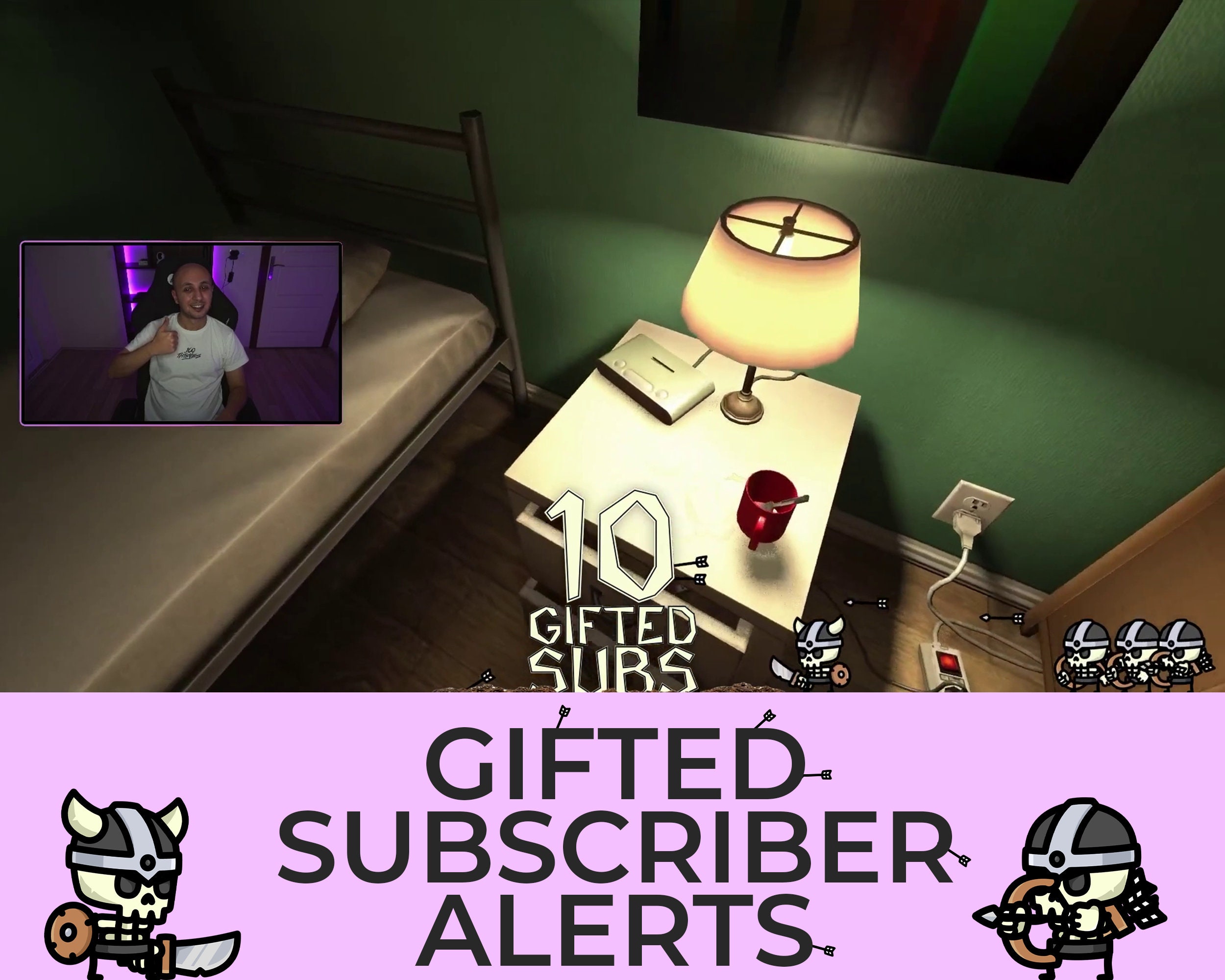 Tiny Skeleton Gifted Sub Alerts for Twitch Streams, Cute Kawaii Chibi ...