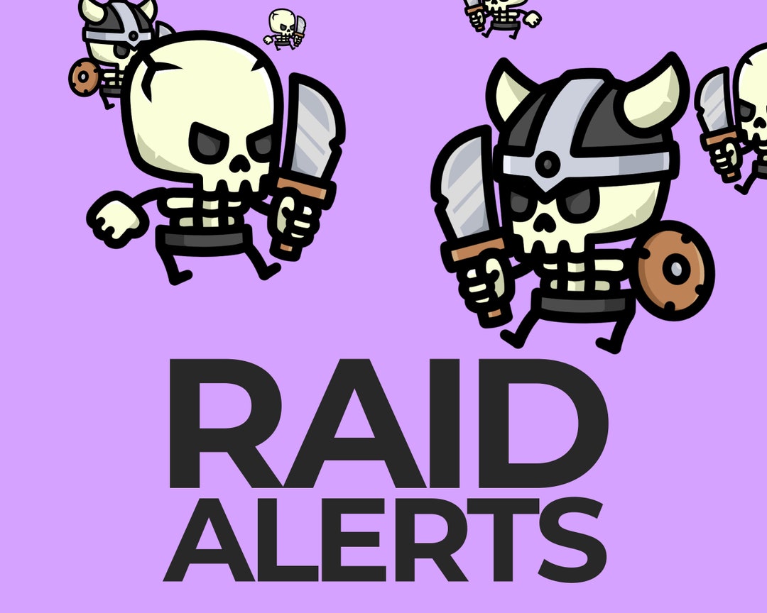 Tiny Skeletons Raid Alerts for Twitch Streamers, Chibi Cute Skull ...