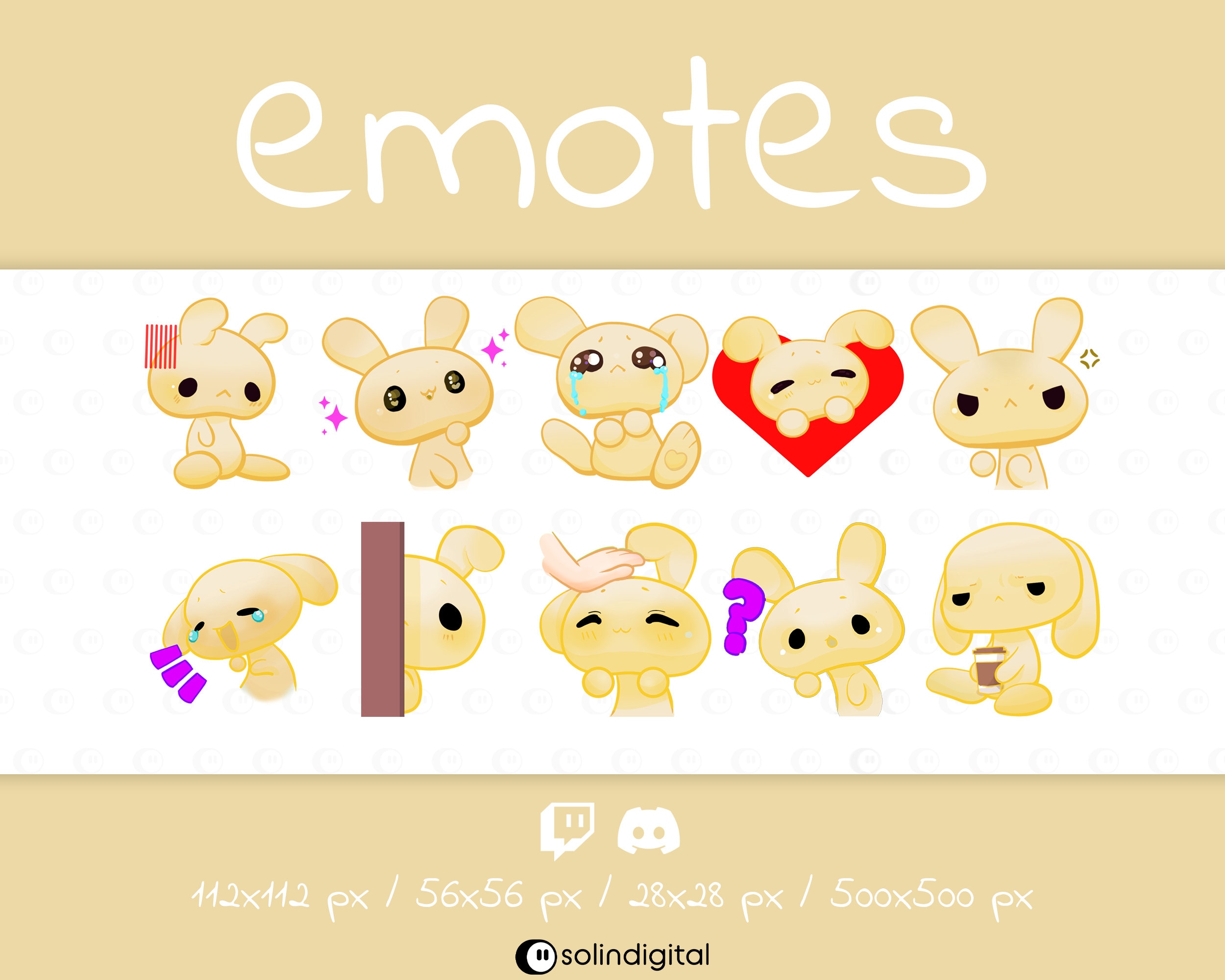 Cute Bunny Emotes 10x Kawaii Rabbit Emotes for Twitch - Etsy