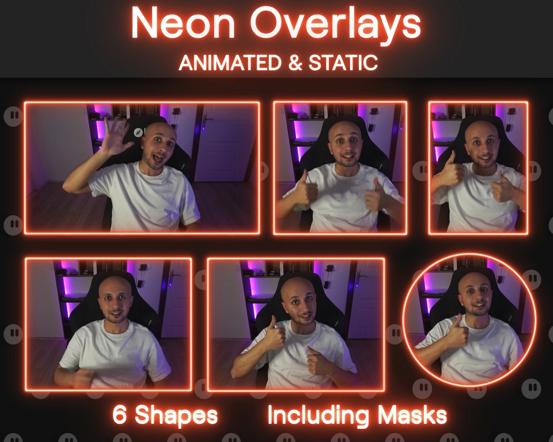 Neon Overlays, Animated and Static Camera Borders for Streaming, Cute ...