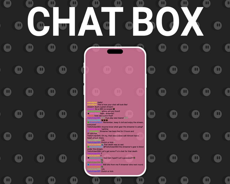 Phone Twitch Chat Box, 2 Alignments, 13 Colors, Cute Static Scalable ...
