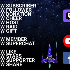 Space Shooter Animated Alerts for Twitch Streams, Sci-fi Retro Alert ...