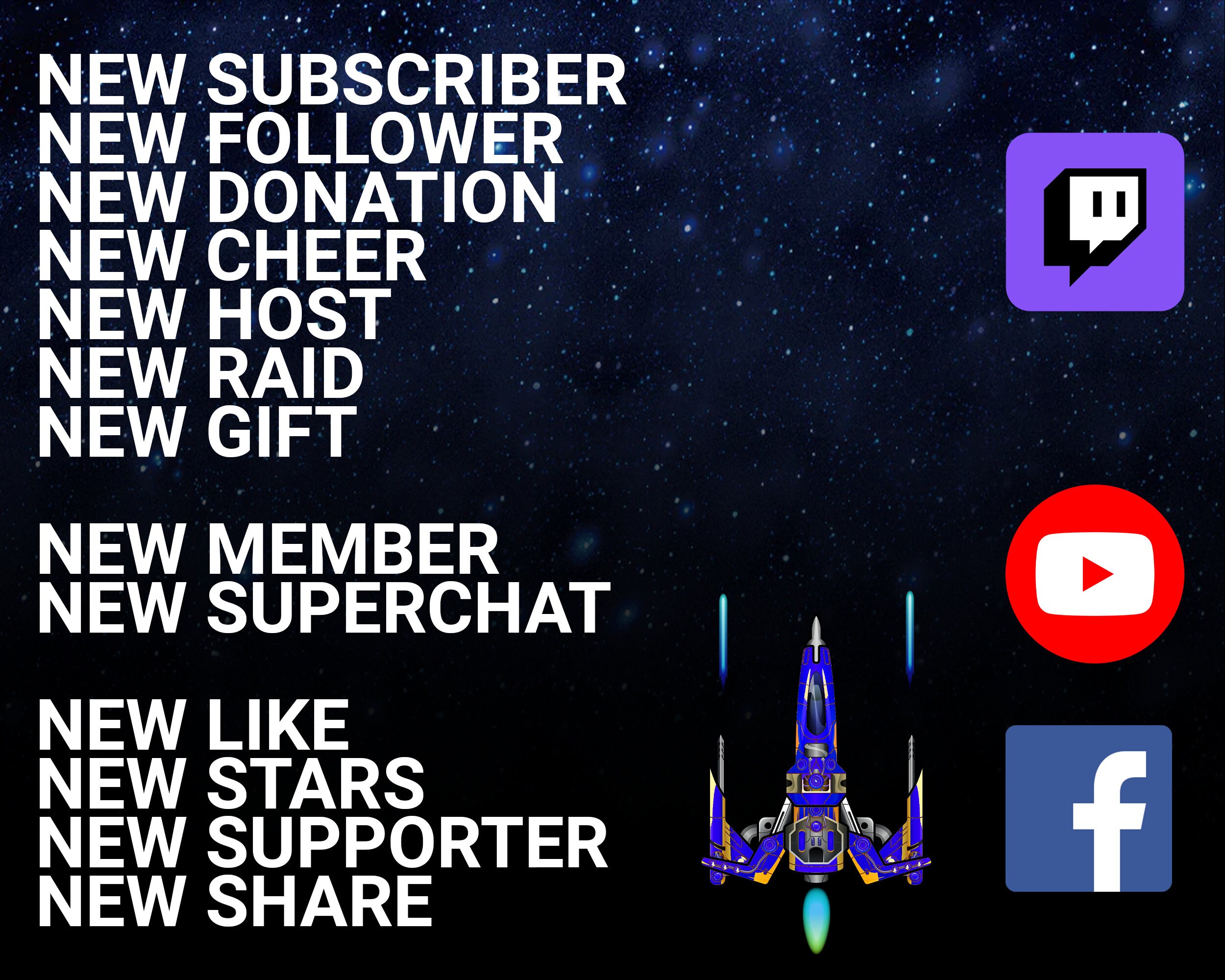 Space Shooter Animated Alerts for Twitch Streams Sci-fi Retro - Etsy