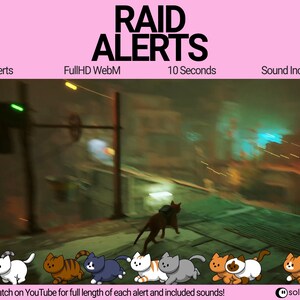 Cats Raid Alerts for Twitch Streamers, Chibi Cute Kawaii Funny Kittens ...