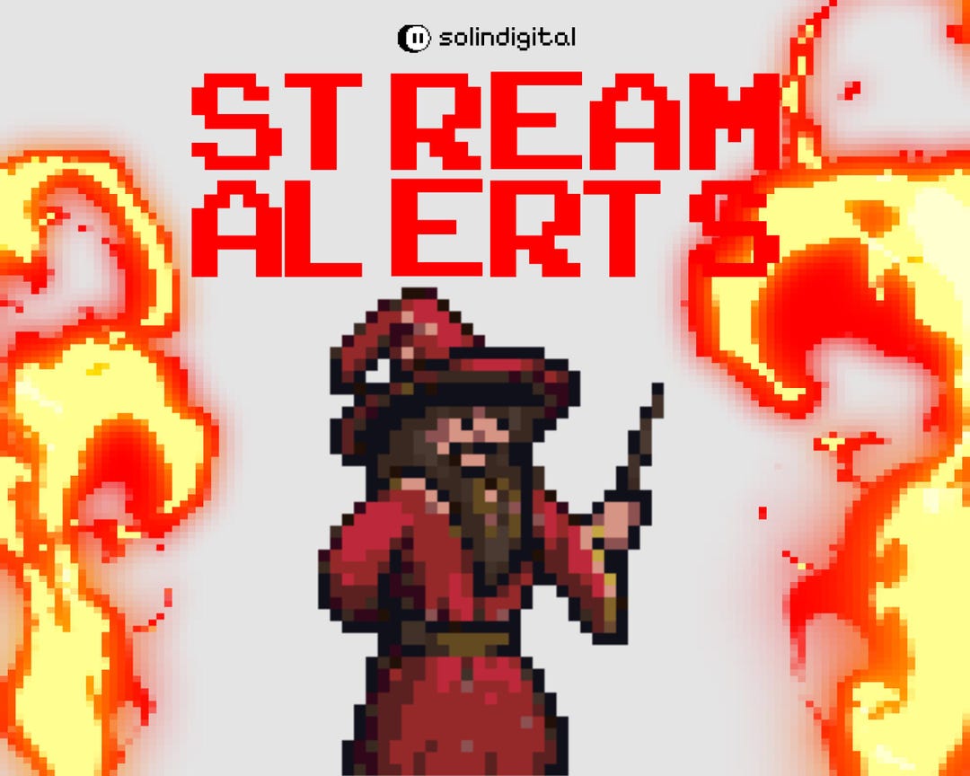 Fire Pixel Wizard Stream Alerts | Elemental Magician Flame Spell Text ...