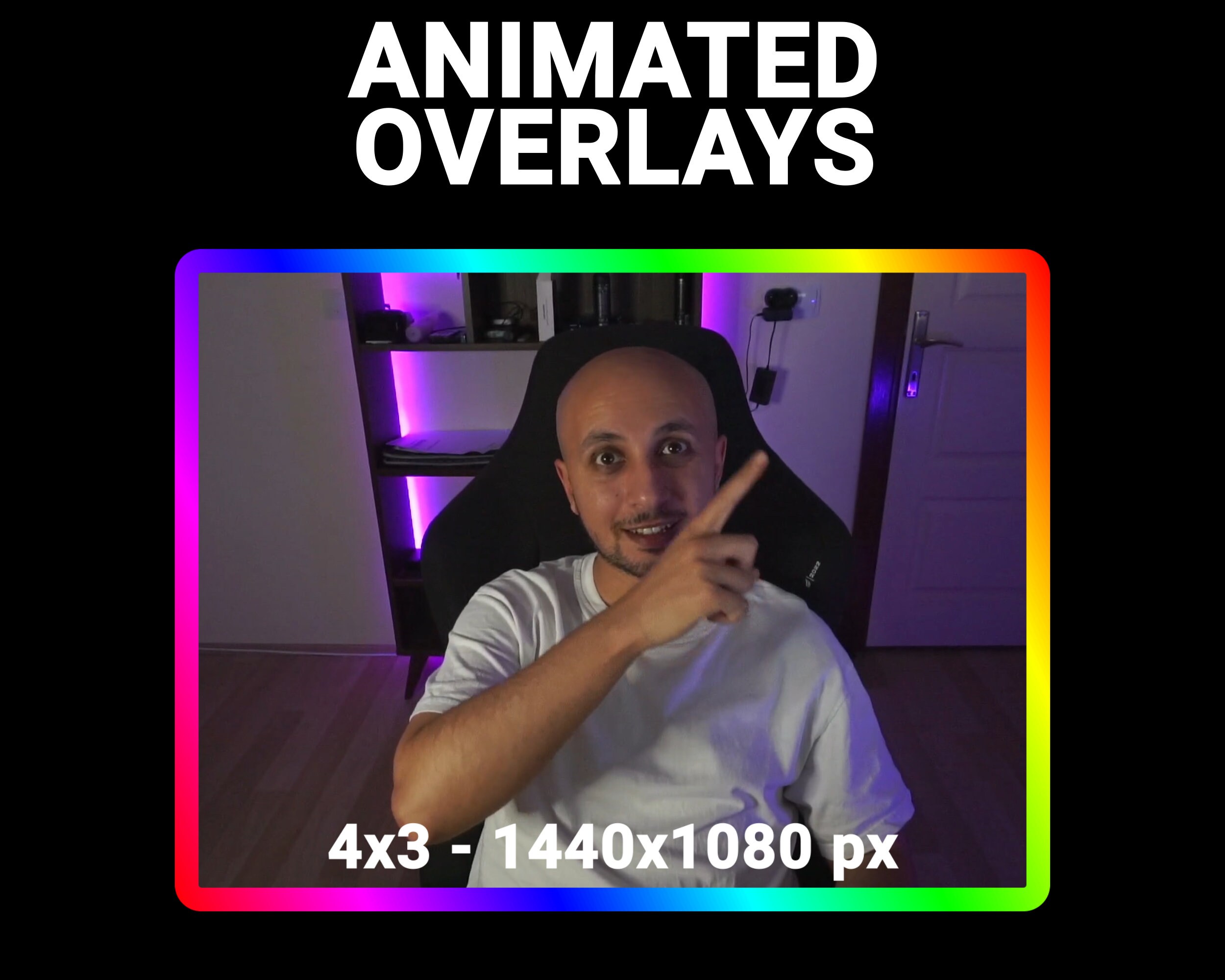 Rainbow Animated Twitch Overlays, Cute RGB Colors Camera Layouts for ...