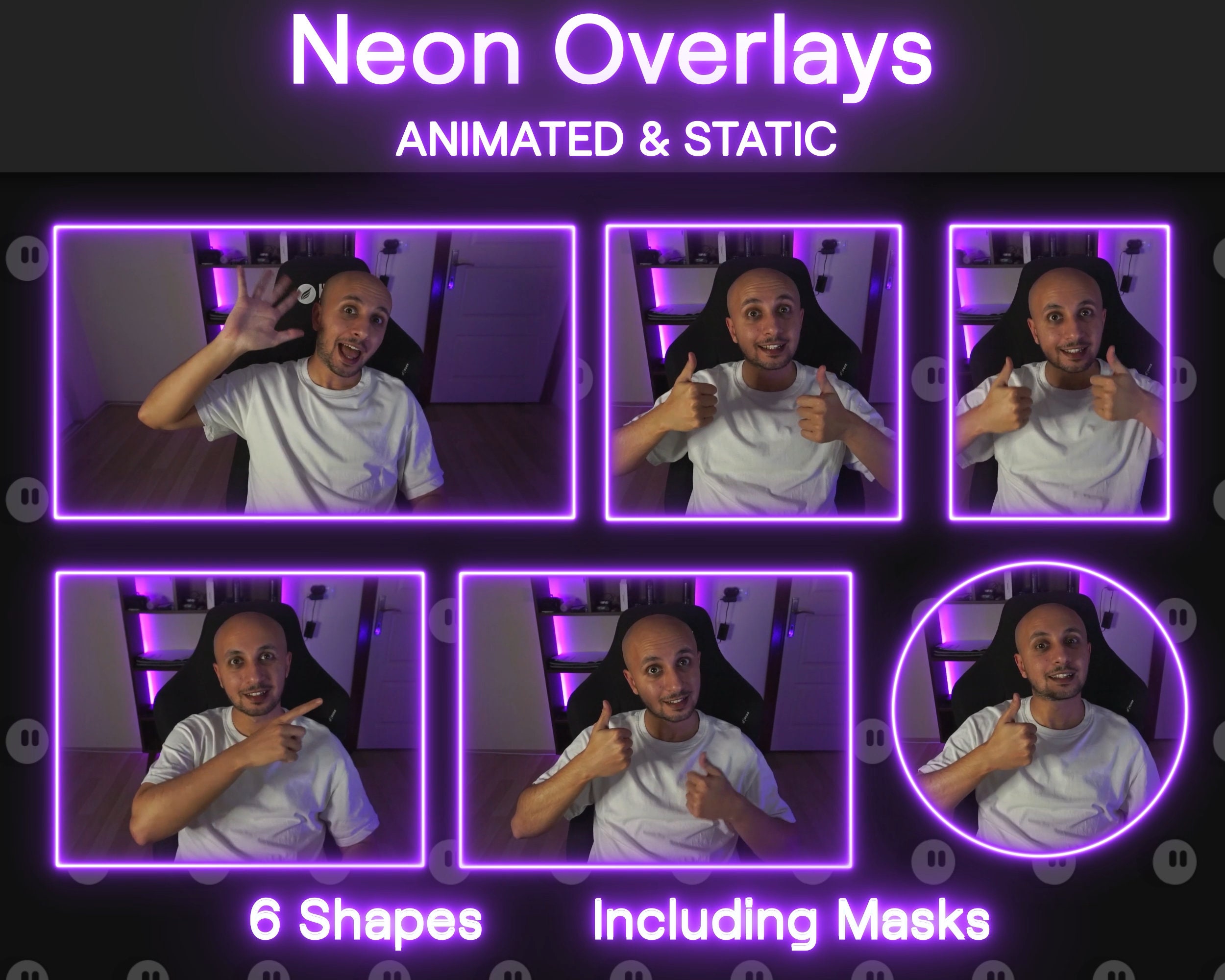 Neon Overlays Animated and Static Camera Borders for - Etsy