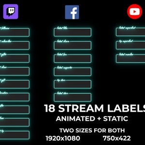 Animated Neon Stream Labels, Twitch Labels, Latest Follower Subscriber ...