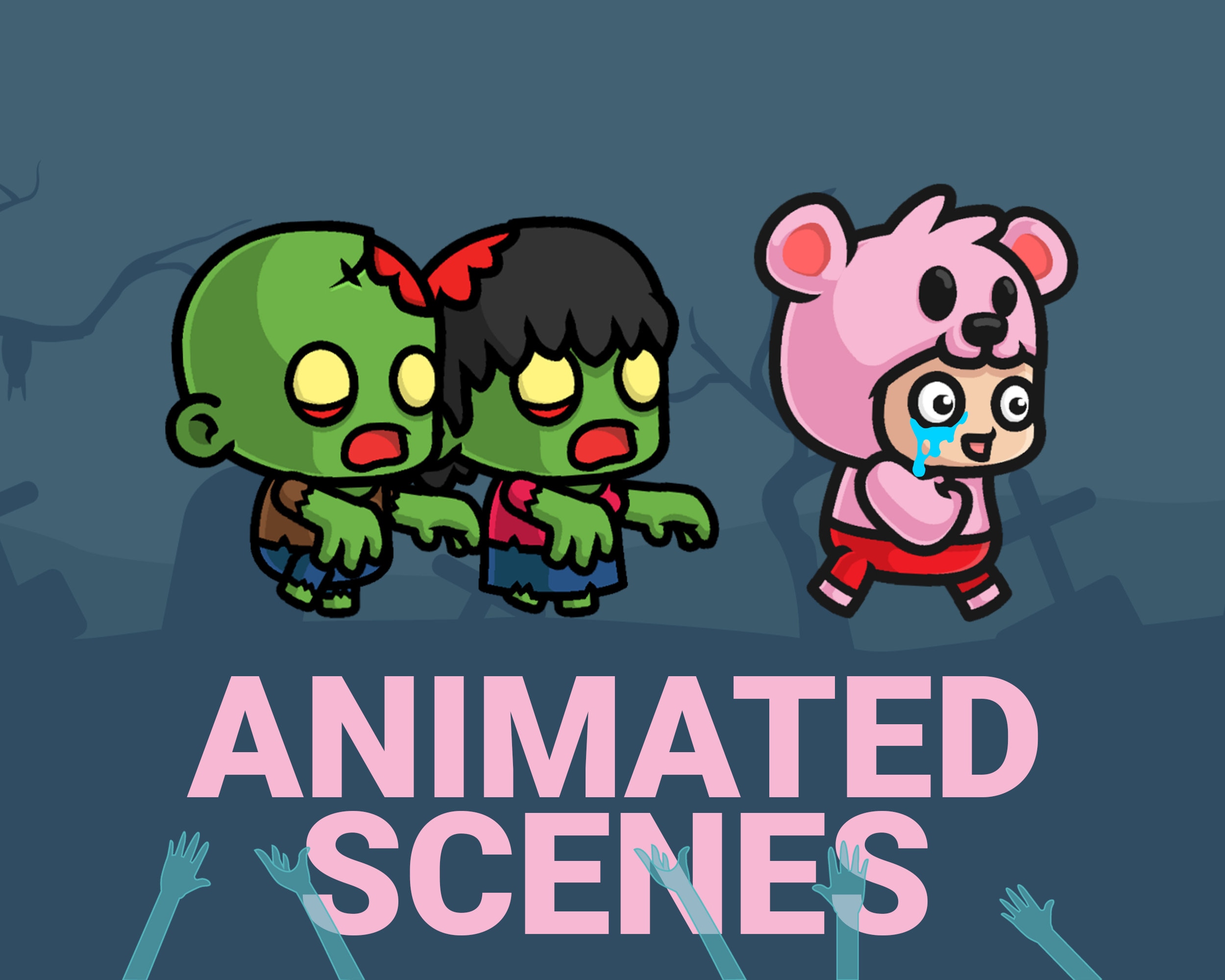 Graveyard Zombies Animated Scenes, BRB, Be Right Back, Starting Soon ...