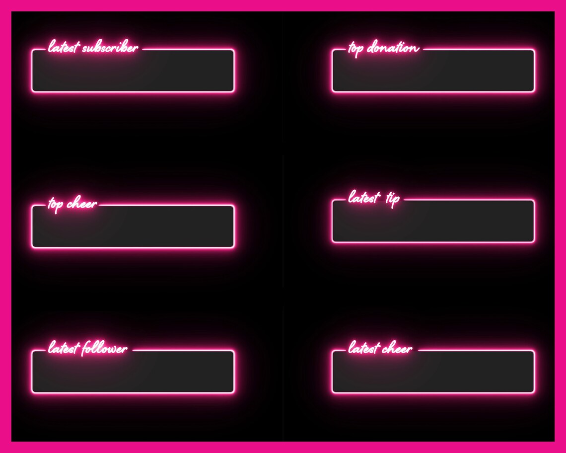 Animated Neon Stream Labels Twitch Labels Latest Follower - Etsy Ireland