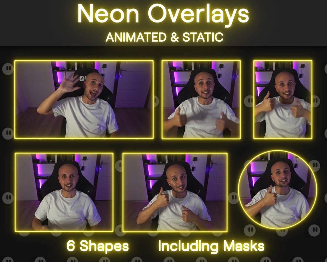 Neon Overlays, Animated and Static Camera Borders for Streaming, Cute ...