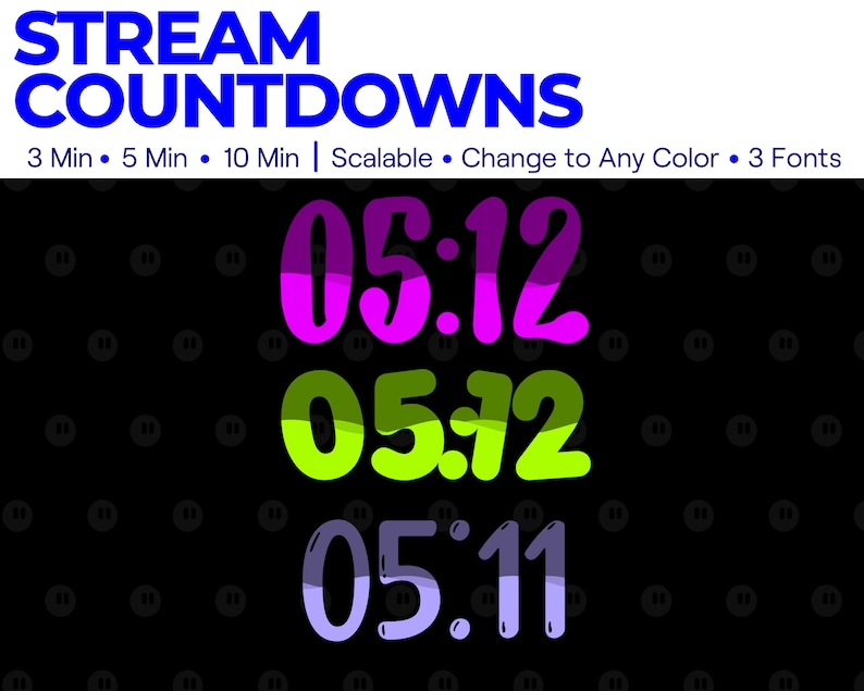 Water Stream Countdown, Stream Starting Timer With 3 Fonts, 3, 5 and 10 ...