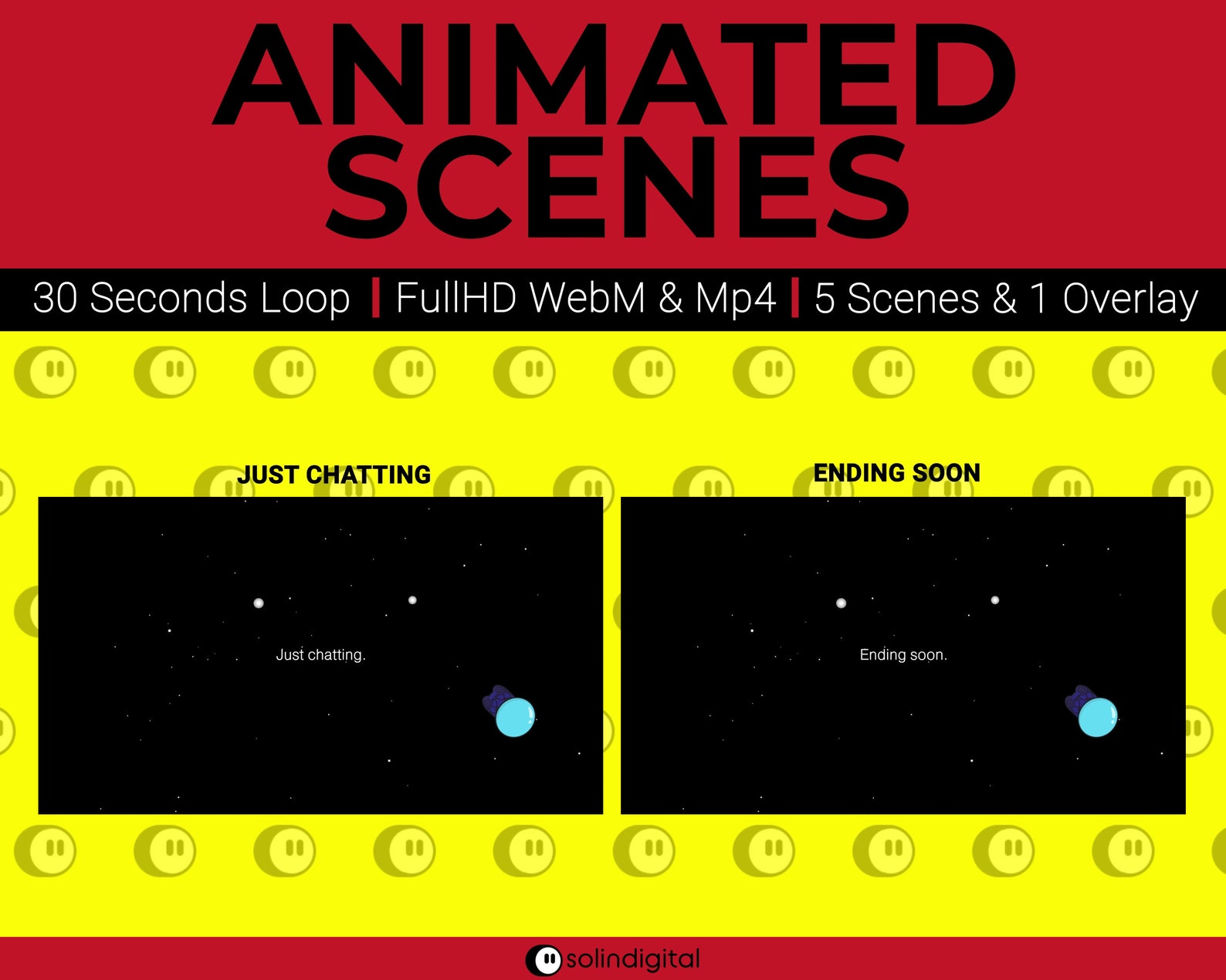 Astronaut Animated Scenes, BRB, Be Right Back, Starting Soon Twitch ...