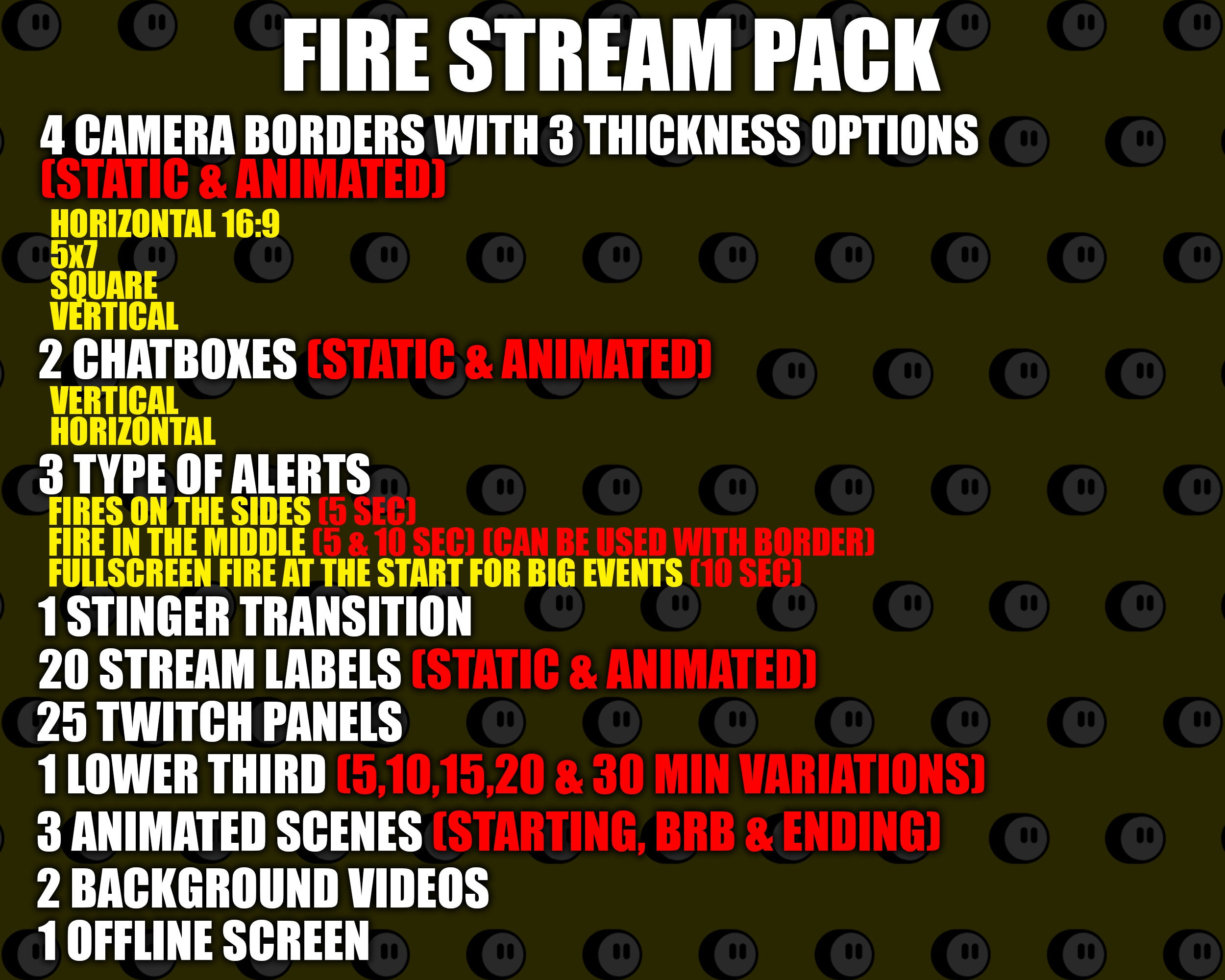 Fire Stream Pack Fiery Streaming Bundle for Twitch Flame - Etsy
