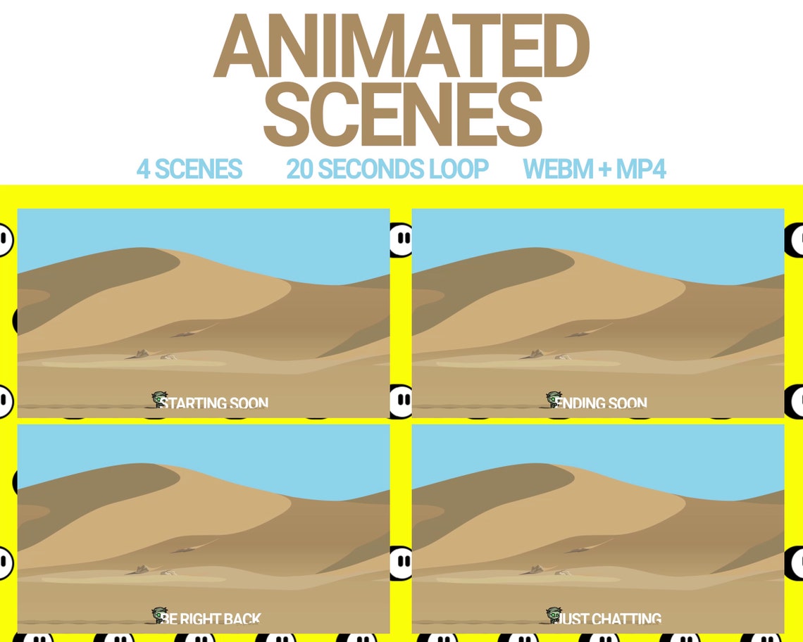 Mummy in a Desert Animated Scenes, BRB, Be Right Back, Starting Soon ...
