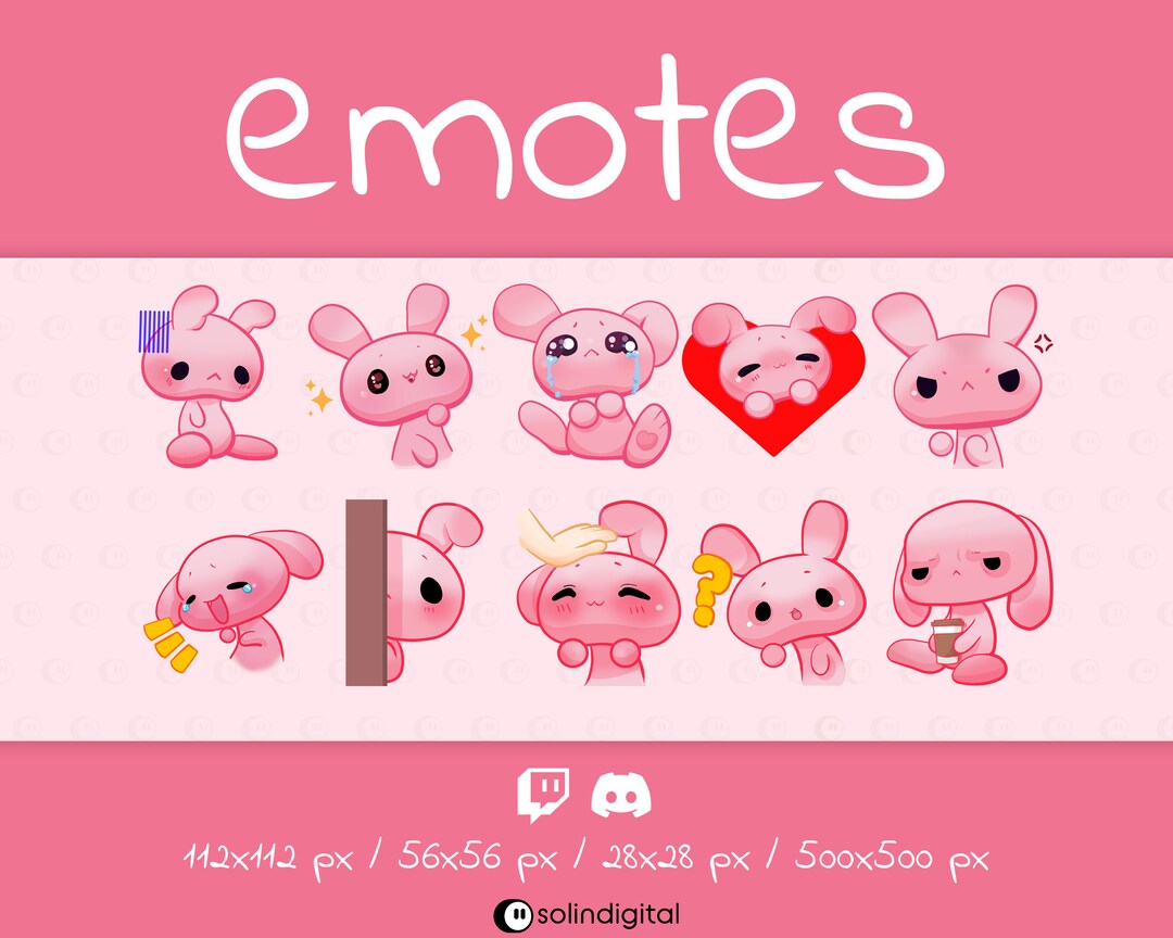 Cute Bunny Emotes, 10x, Kawaii Rabbit Emotes for Twitch Streamers and ...