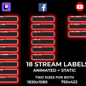 Animated Red Saber Stream Labels, Twitch Labels, Latest Follower ...