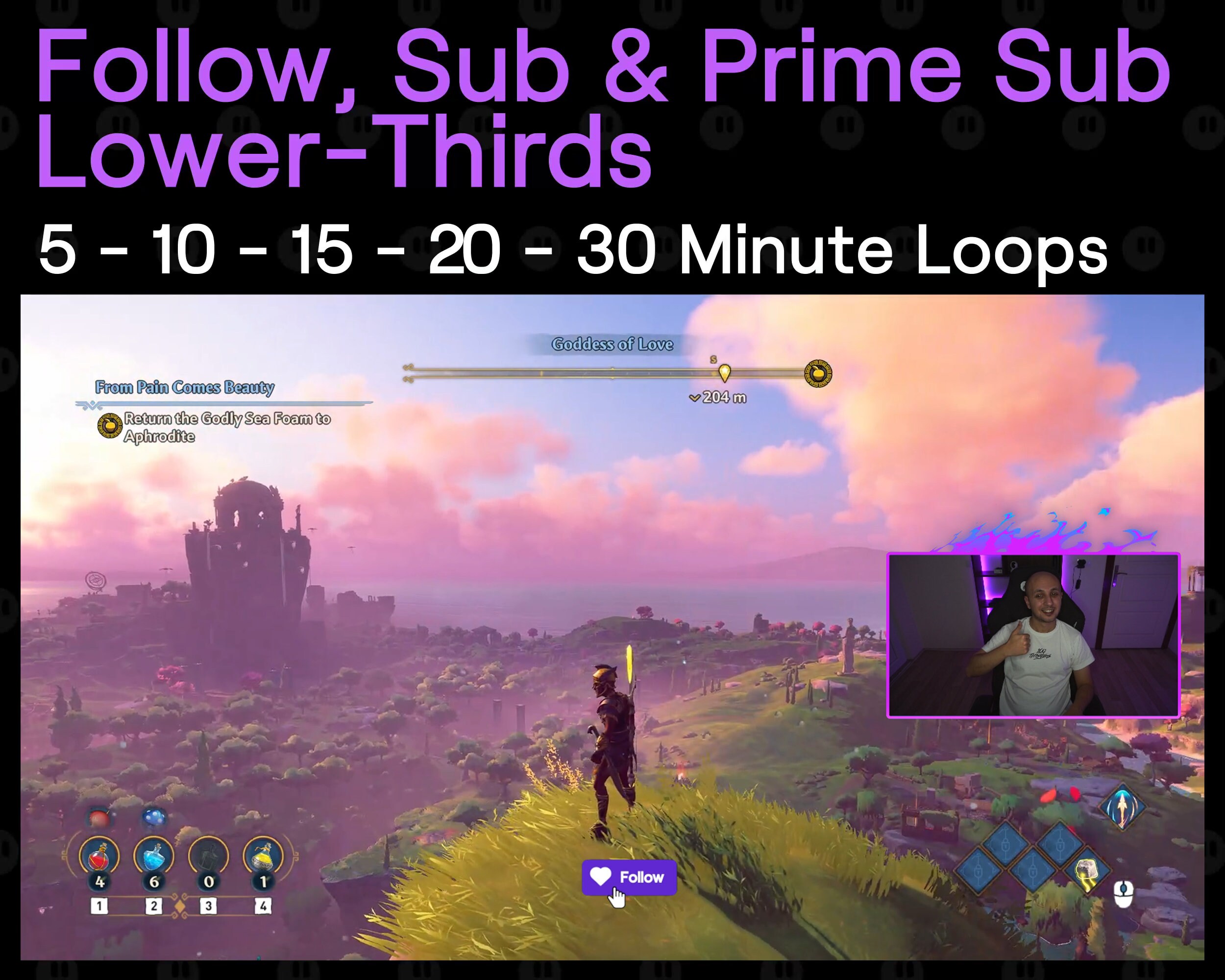 Twitch Follow, Subscribe and Prime Animated Pop-up Lower-third Overlays ...