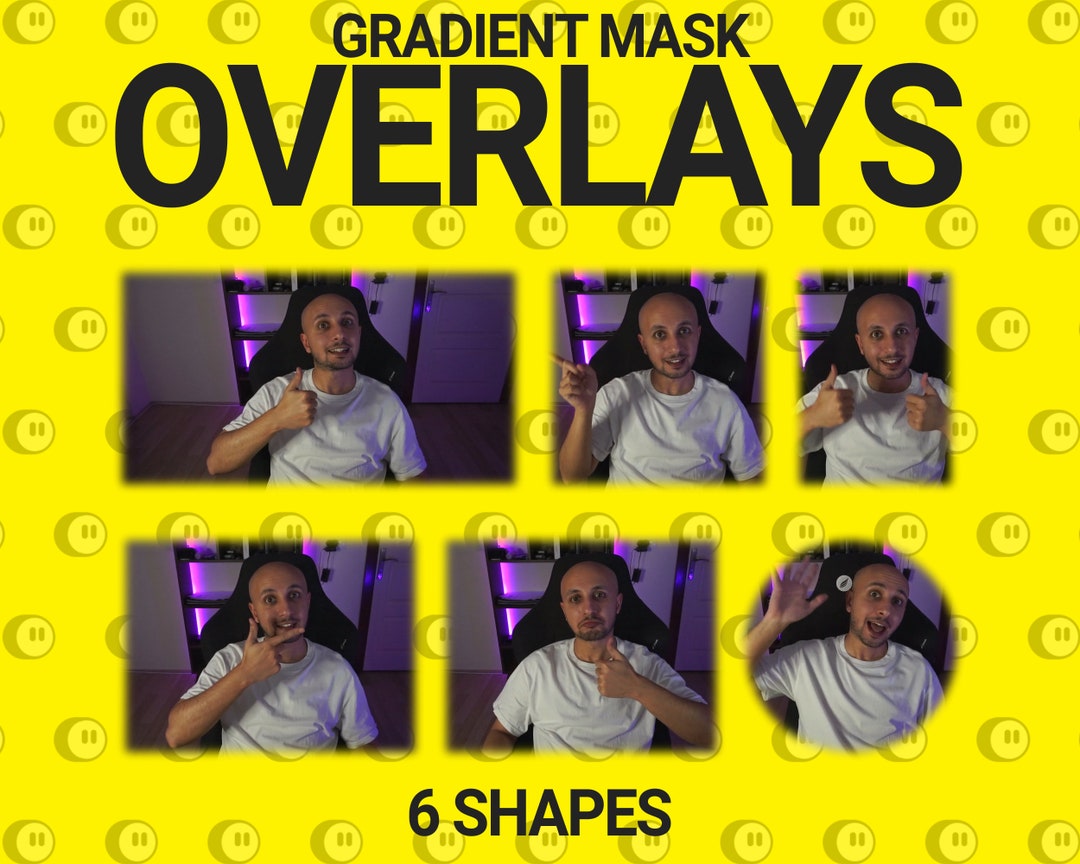 Transparent Gradient Mask Overlays, Fading Camera Borders for Streaming, Webcam Frames for ...