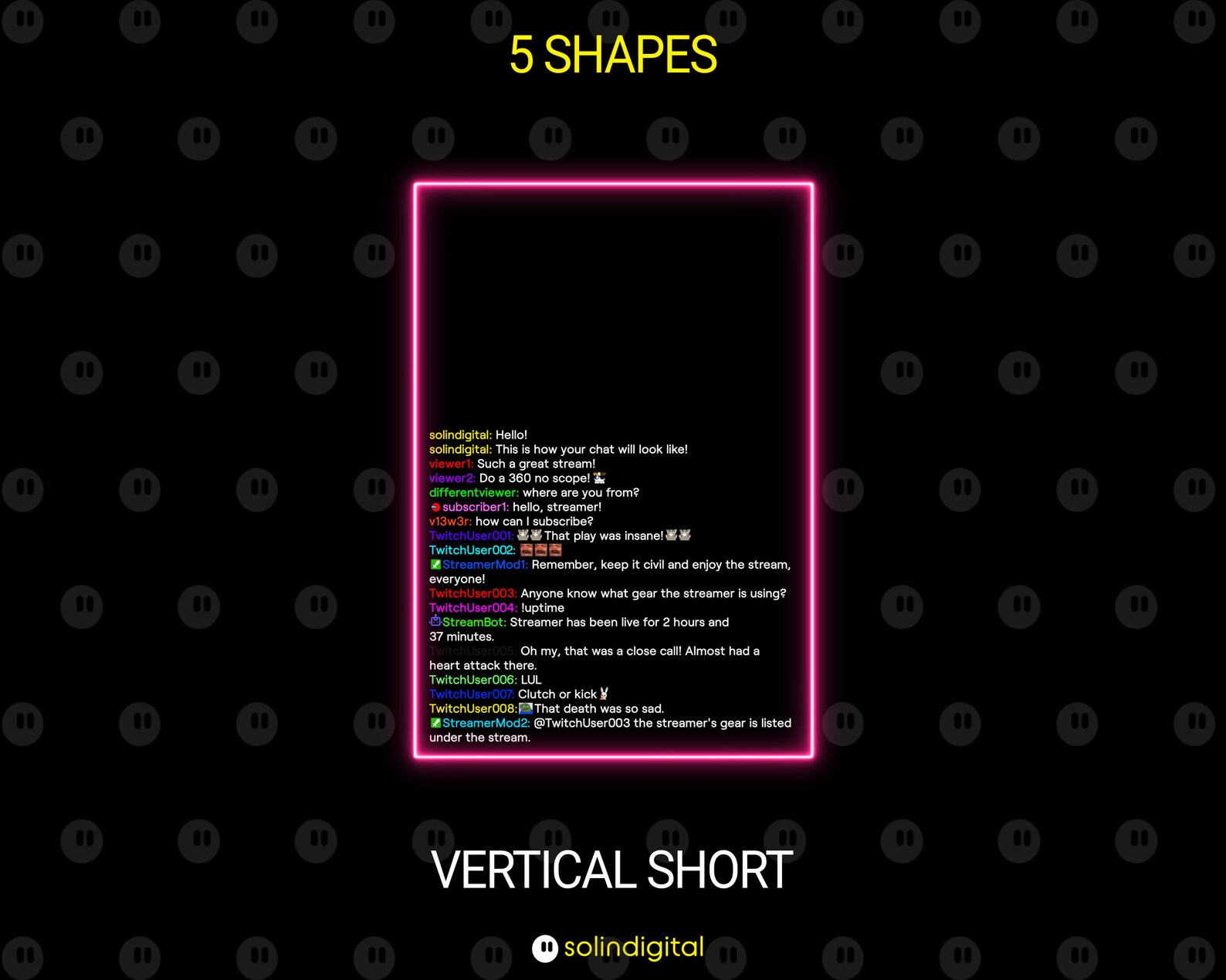 Neon Twitch Chat Box, 2 Layers, 5 Shapes, Animated and Static Retro ...